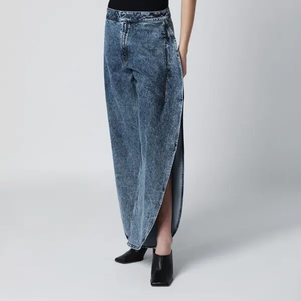 Alaïa Wide Leg Denim Trousers With Split Leg Detail