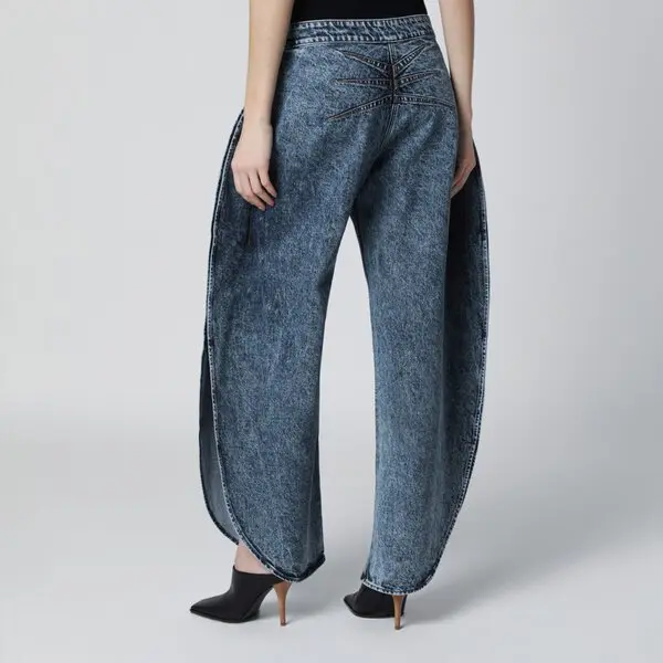 Alaïa Wide Leg Denim Trousers With Split Leg Detail