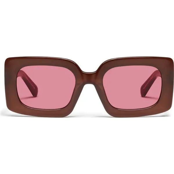 Quay 53mm Square Frame Sunglasses - Dark Brown/magenta