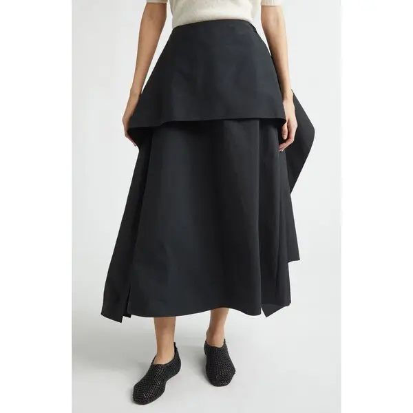EENK Layered Cotton & Nylon Skirt - Black