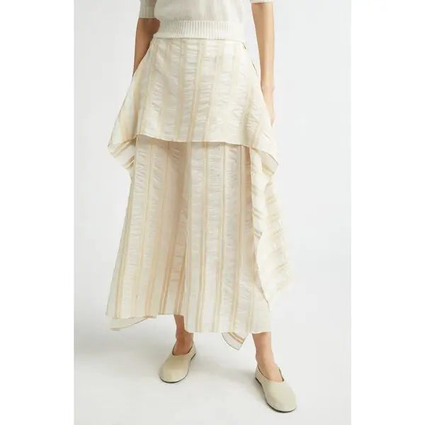 EENK Layered Striped Silk Skirt