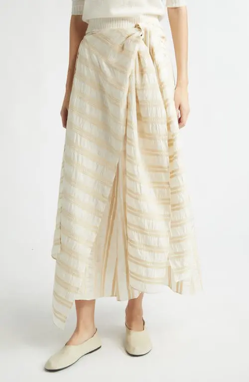 EENK Layered Striped Silk Skirt