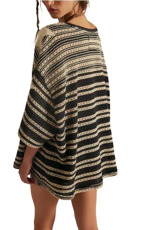 Free People Oversized Crochet T-shirt With Star Appliqués