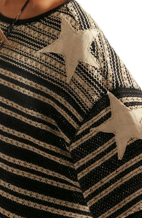 Free People Oversized Crochet T-shirt With Star Appliqués