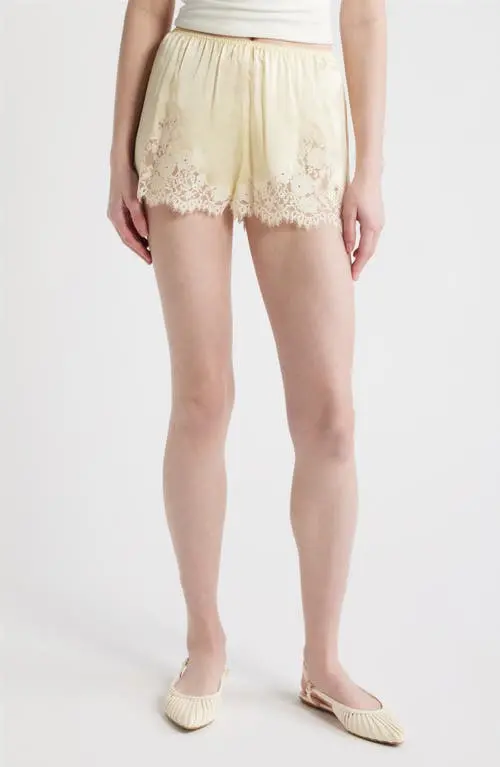 DÔEN Iona Lace-trimmed Silk Satin Shorts - Gateau