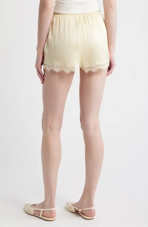 DÔEN Iona Lace-trimmed Silk Satin Shorts - Gateau
