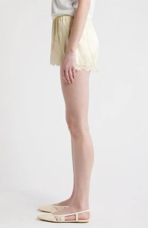 DÔEN Iona Lace-trimmed Silk Satin Shorts - Gateau