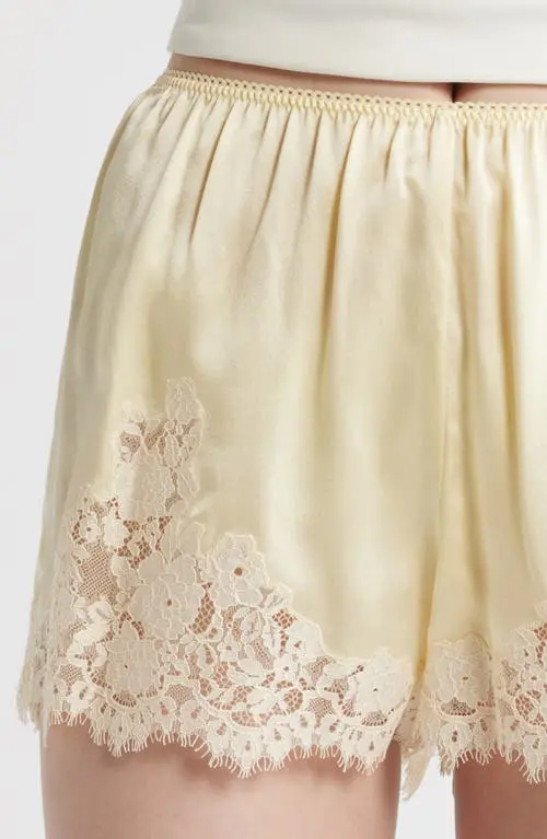 DÔEN Iona Lace-trimmed Silk Satin Shorts - Gateau