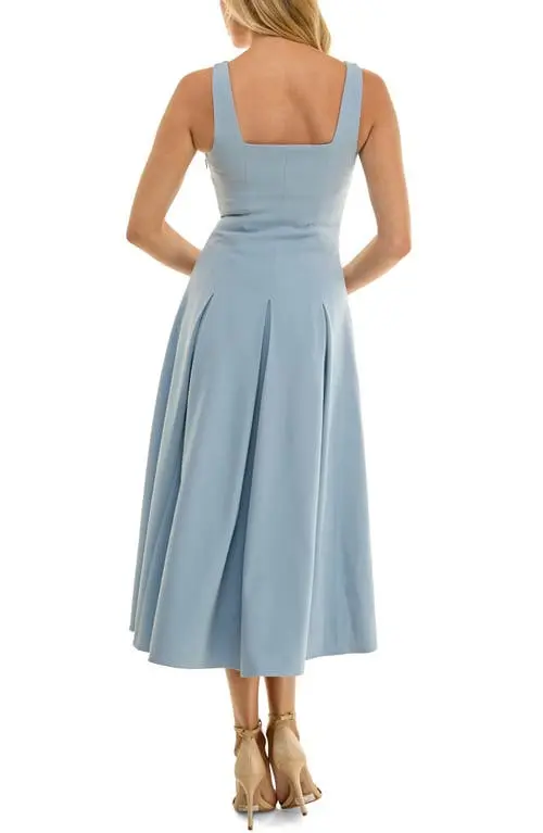 SOCIALITE Pleated Sleeveless Midi Fit-and-flare Dress