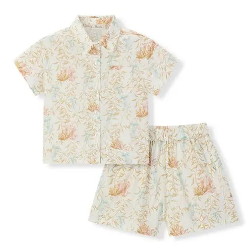 MILKBARN Linen Buttonup Shirt And Shorts Set - Under The Sea