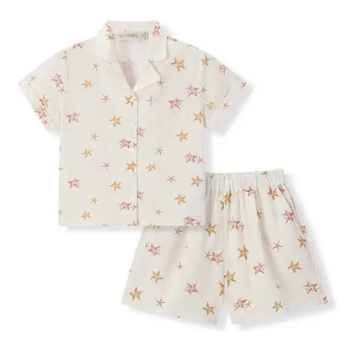 MILKBARN Button-up Shirt And Shorts Set - Starfish Dreams