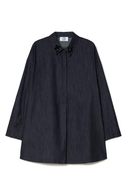 Marina Rinaldi Abile Beaded Collar Denim Jacket