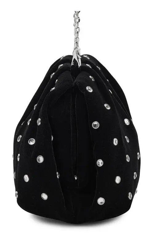 Mango Rhinestone Velvet Clutch