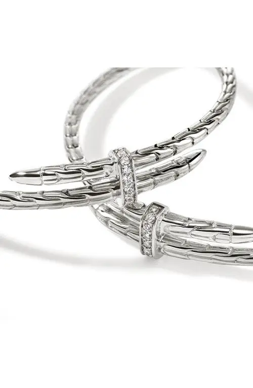 John Hardy Spear Hoop Earrings With Diamonds - Silver