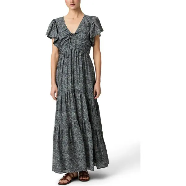 Paige Kinga Fit & Flare Maxi Dress - Navy Multi
