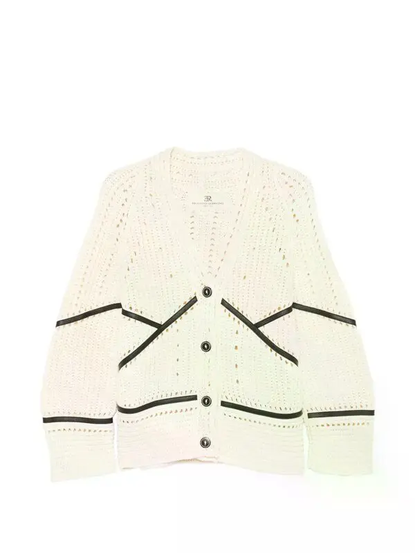 Ermanno Scervino Buttoned Cardigan With Leather Trim