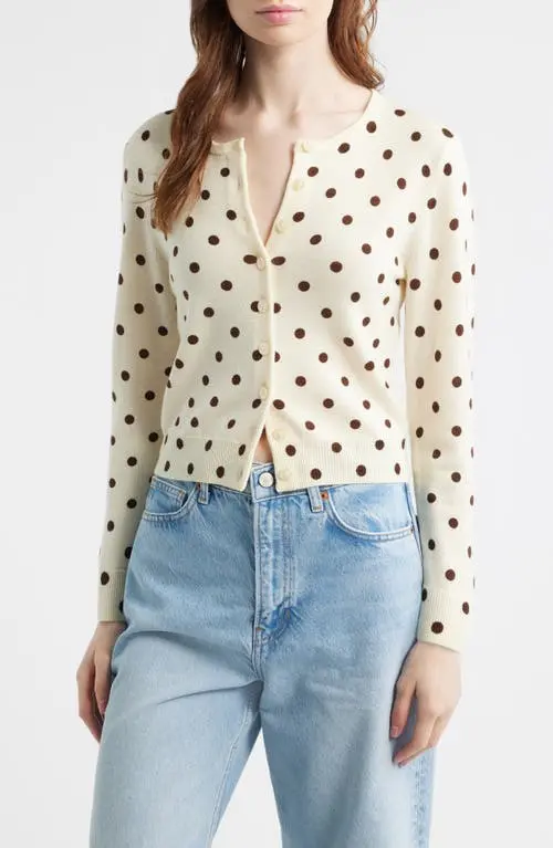 REFORMATION Bernadette Polka Dot Wool Cardigan - Brownie Dot