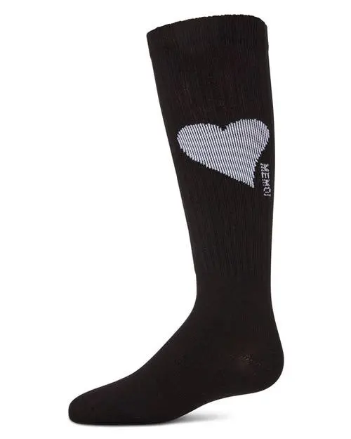 MEMOI Heart Logo Knee High Socks - Black
