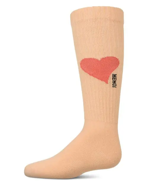 MEMOI Heart Logo Knee High Socks - Peach