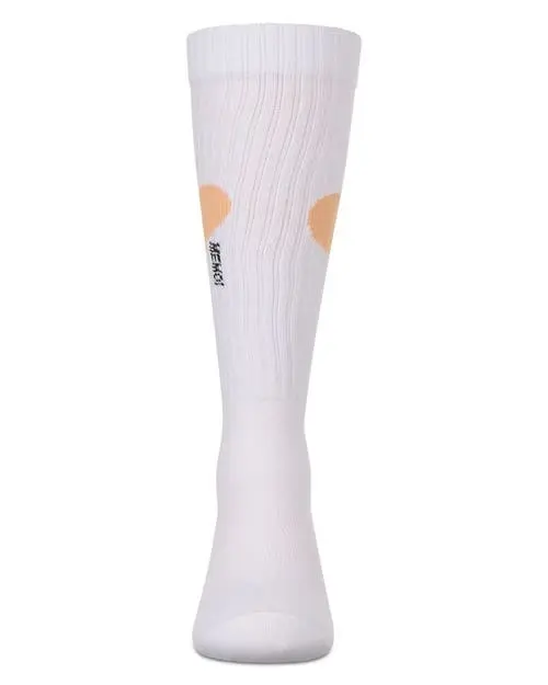 MEMOI Heart Logo Knee High Socks - White