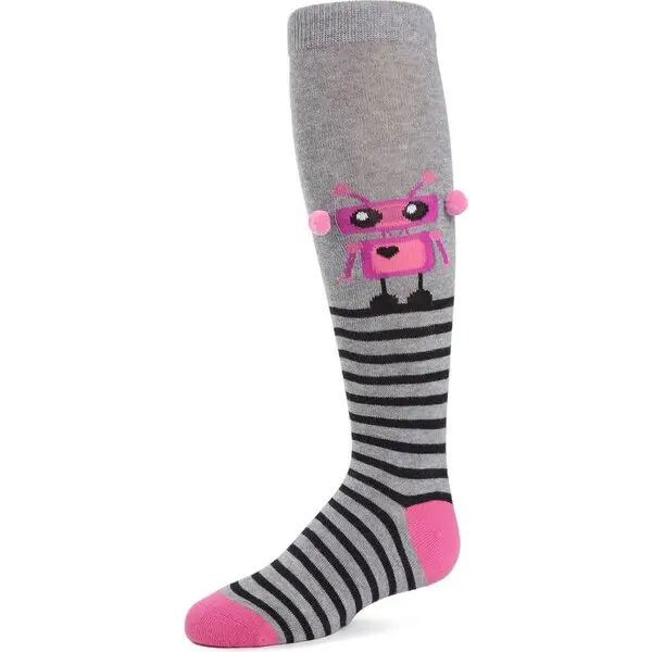 MEMOI Rockin' Robots Knee Socks - Light Gray