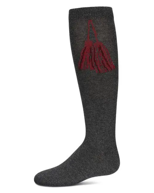 MEMOI Tassel Knee High Socks - Dark Gray Heather
