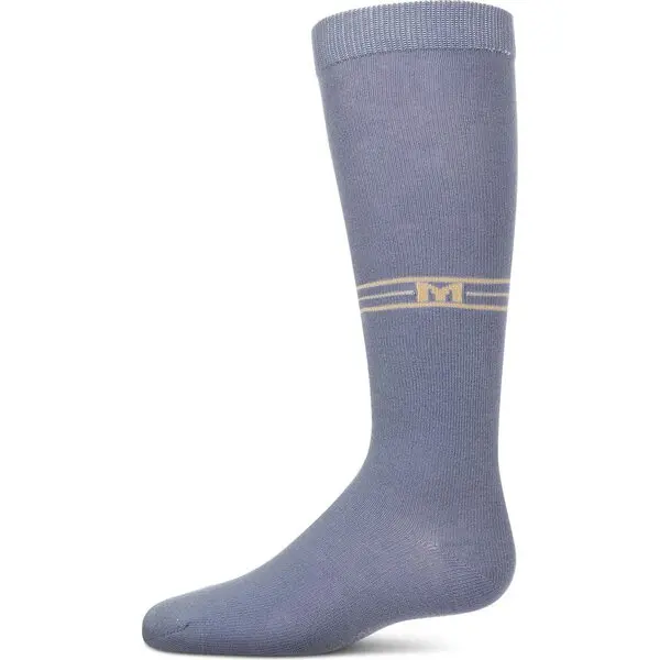 MEMOI Stretch Multi Stripe Graphic Knee Socks - Denim