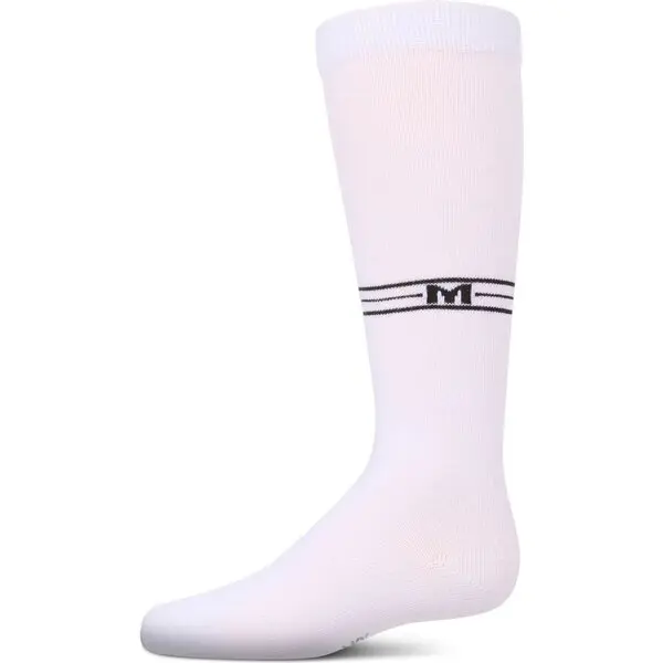 MEMOI Stretch Multi Stripe Graphic Knee Socks - White