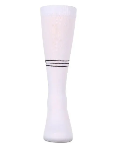 MEMOI Stretch Multi Stripe Graphic Knee Socks - White