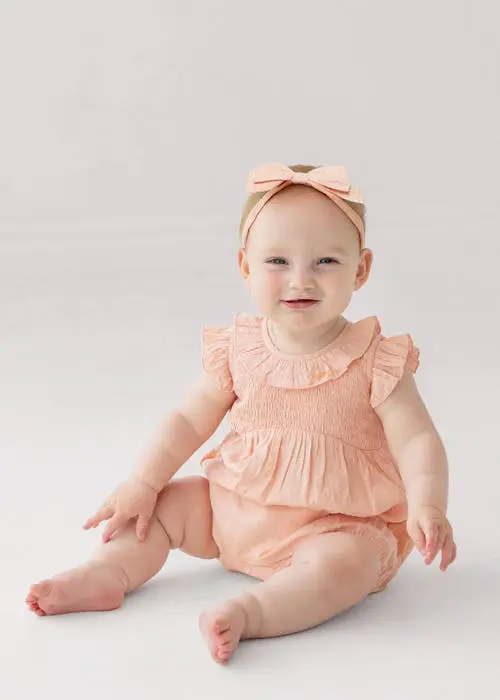 MABEL + HONEY Jane Ruffled Short Sleeve Romper