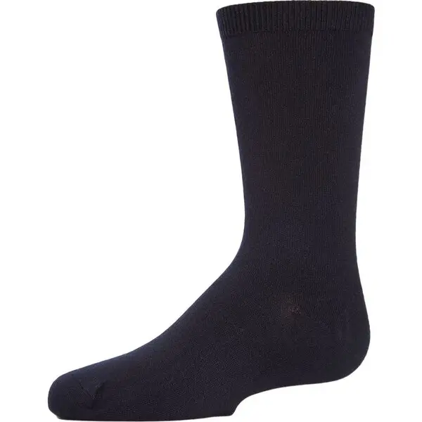 MEMOI Basic Modal Crew Socks - Navy