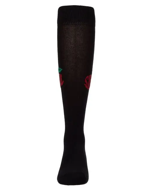 MEMOI Ribbed Knee High Sock With Apple Embroidery