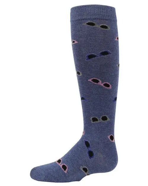 MEMOI Glitzy Sunglasses Knee-high Socks - Denim