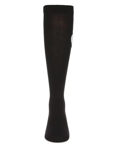 MEMOI Fuzzy Heart Knee-high Socks - Black
