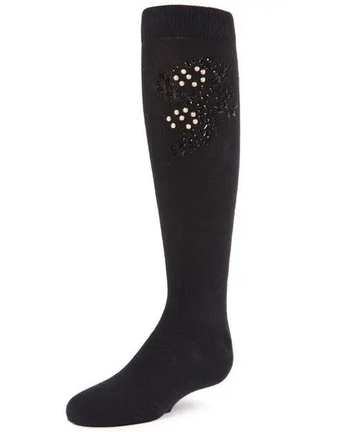 MEMOI Jewel Mosaic Knee High Socks - Black