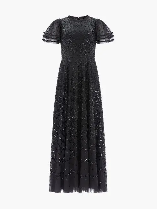 NEEDLE & THREAD Deco Dot Ankle Gown - Graphite