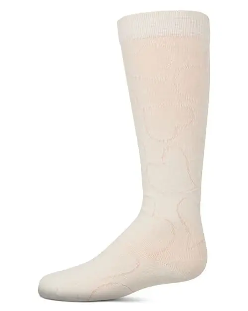 MEMOI Heart Design Knee Socks - Winter White