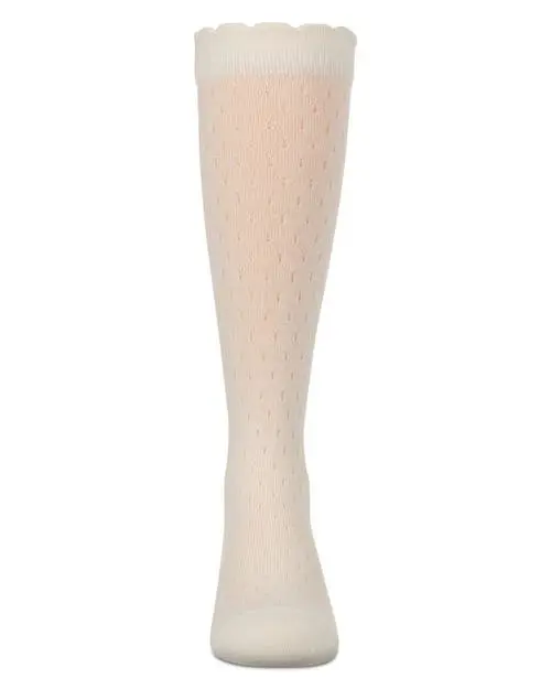 MEMOI Pointelle Knee High Socks - Winter White