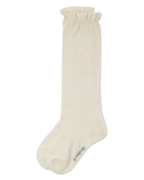 MEMOI Pointelle Knee High Socks - Winter White