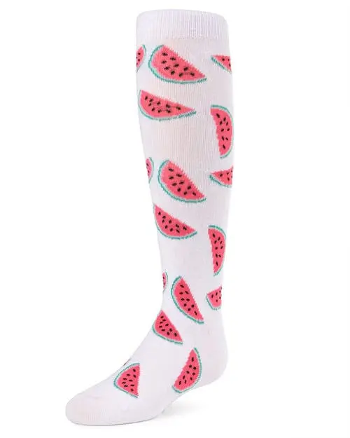 MEMOI Watermelon Patterned Knee-high Socks - White