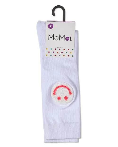 MEMOI Fuzzy Smiley Face Knee-high Socks - Pink
