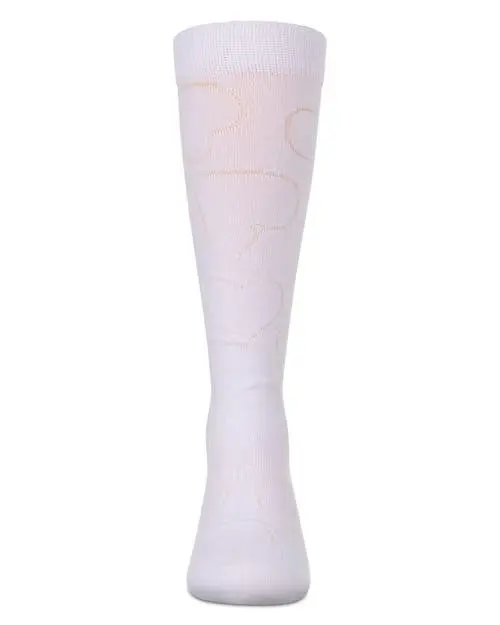 MEMOI Stretch Heart Design Knee Socks - White