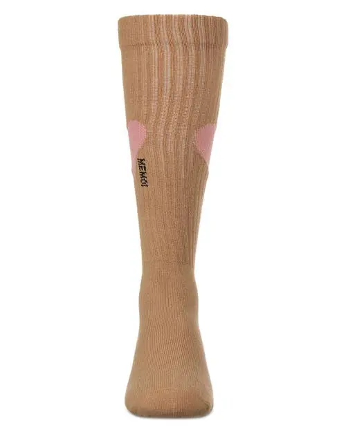 MEMOI Knee High Socks With Heart Logo - Taupe