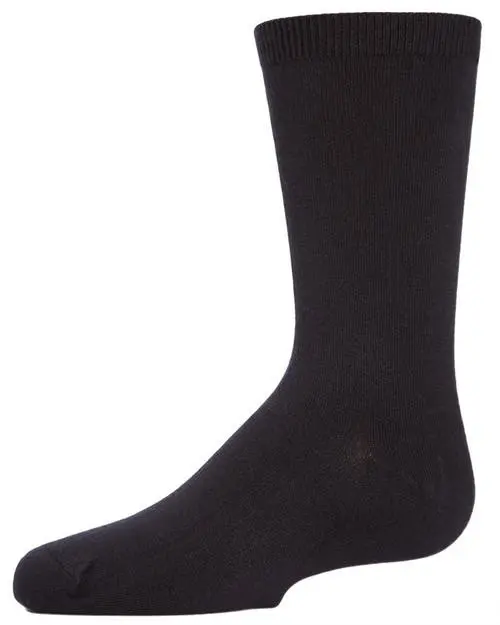 MEMOI Basic Modal Crew Socks - Black