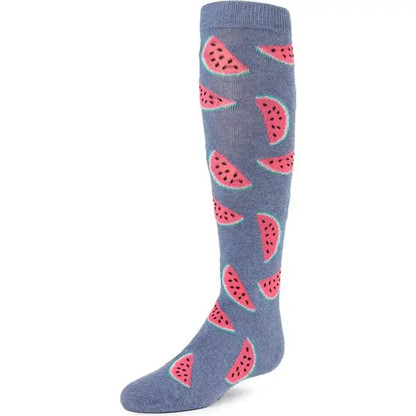 MEMOI Watermelon Patterned Knee-high Socks - Denim