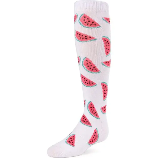 MEMOI Watermelon Patterned Knee-high Socks - White
