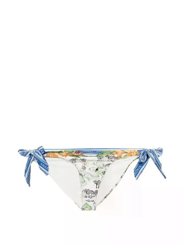 Farm Rio Graphic-print Bikini Bottom - White