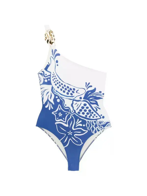 Farm Rio Floral-print One-piece Swimsuit - Blue
