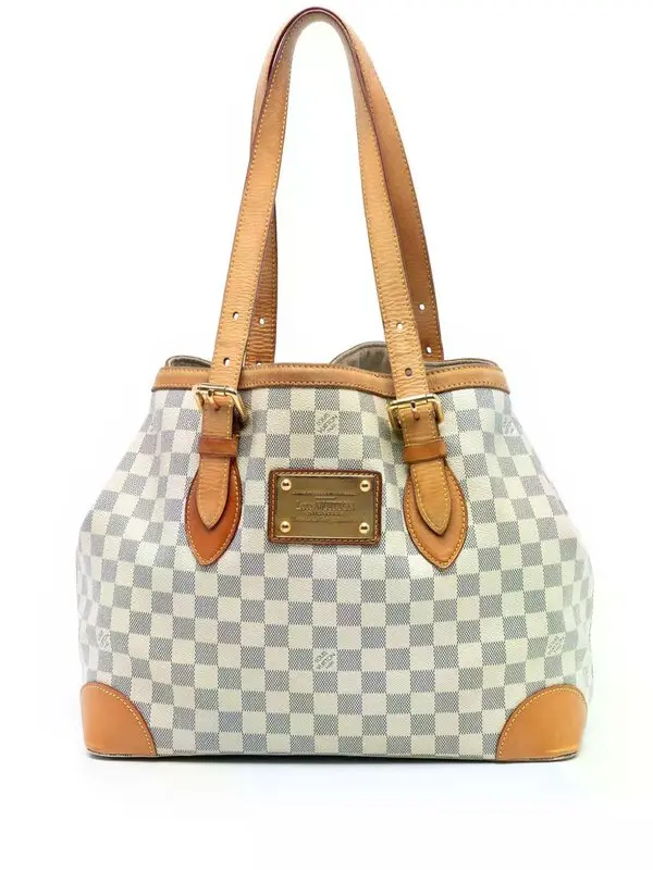 LOUIS VUITTON 2009 Damier Azur Hampstead Mm Tote Bag - White