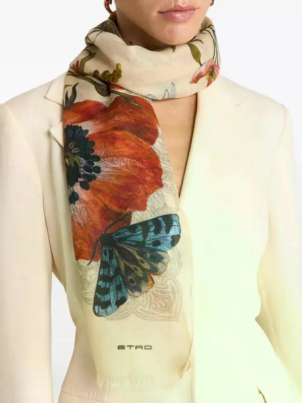 Etro Flora Fauna Scarf - Neutrals